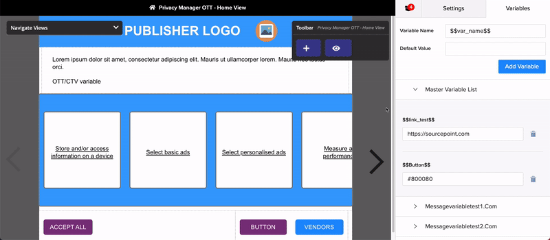 Legacy OTT message variables – Sourcepoint