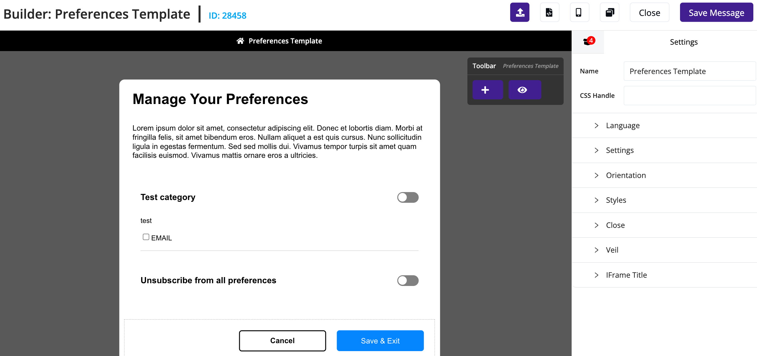 Edit Preferences message – Sourcepoint
