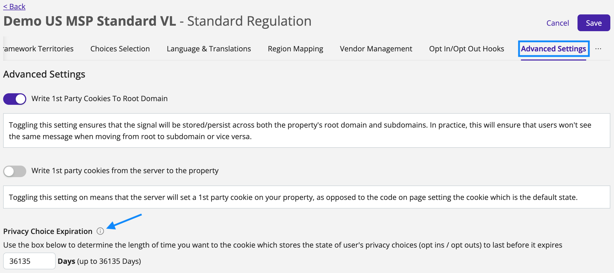 Privacy choice expiration (All frameworks) – Sourcepoint