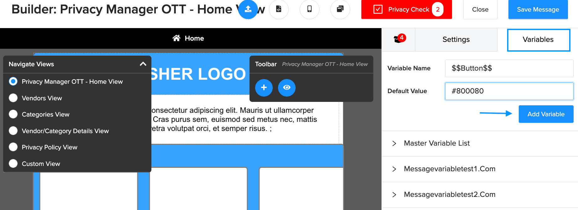 Legacy OTT message variables – Sourcepoint
