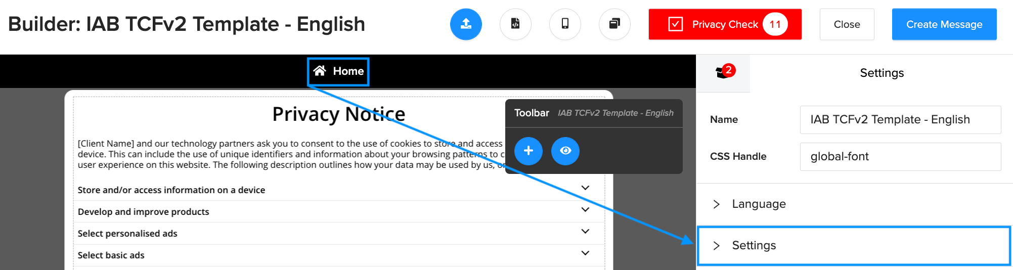 Inline first layer message – Sourcepoint