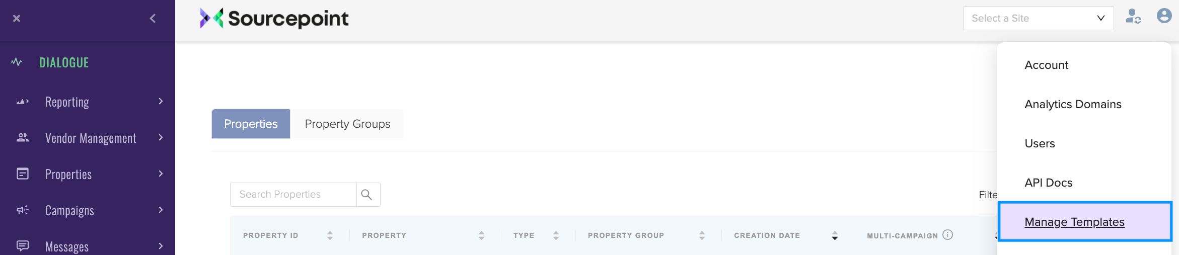 Edit account template – Sourcepoint