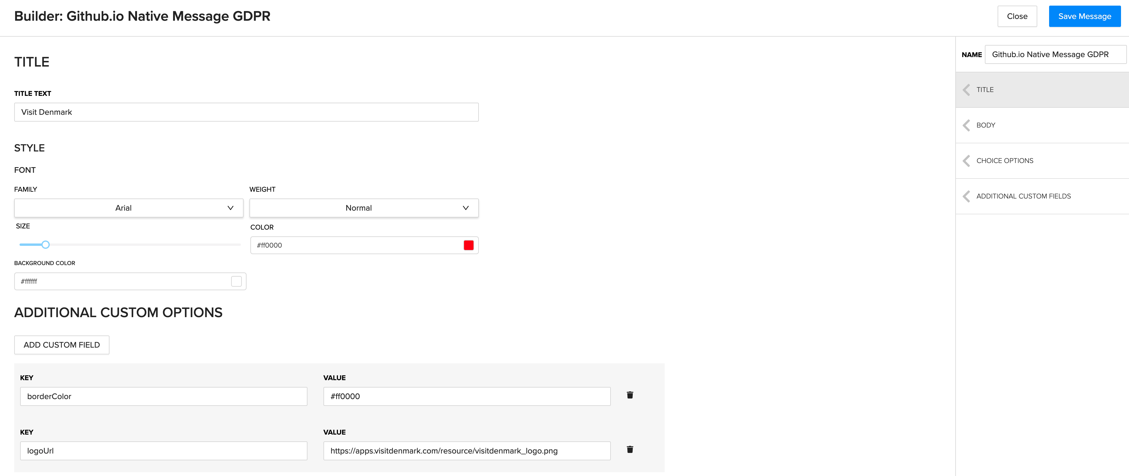 Native App Messages - Message Builder – Sourcepoint